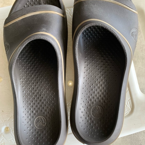 CROCS | Shoes | Crocs Black Slides With Gold Trim Men | Poshmark